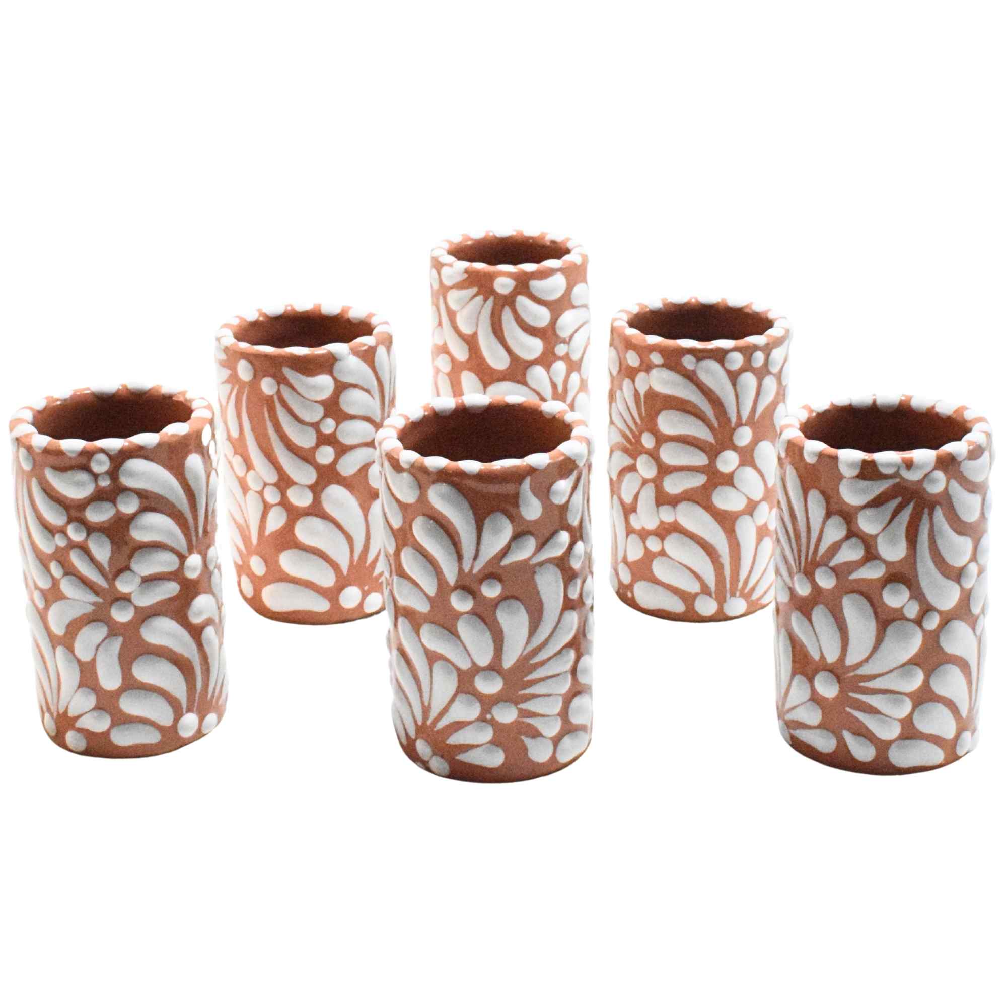 Tequileros de Cerámica de Talavera 100% Artesanal (Terracota, 2 Oz ...
